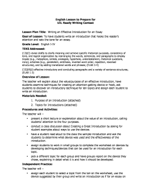 Fillable Online English Lesson to Prepare for UIL Ready Writing Contest ...