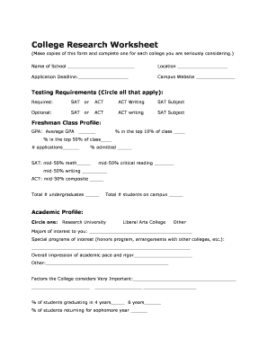College Research Worksheet Pdf - Fill Online, Printable, Fillable ...