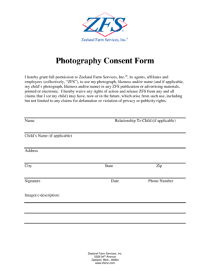 Fillable Online General Photography Consent Form - bzfsinccomb Fax ...