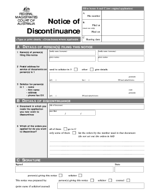 Fillable Online Notice of Discontinuance - Community Law Fax Email ...