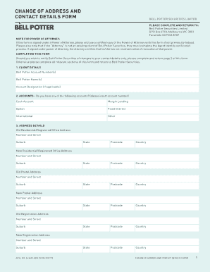 Fillable Online CHANGE OF ADDRESS AND Fax Email Print - pdfFiller