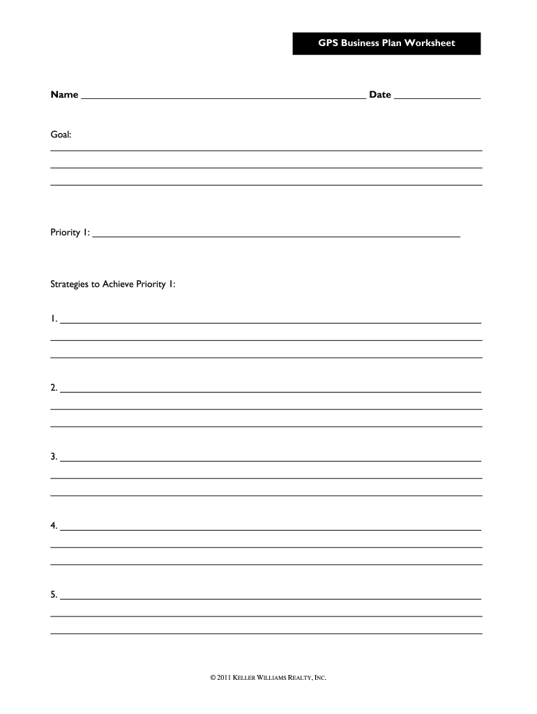 Keller Williams Gps Template Fill Online Printable Fillable Blank 