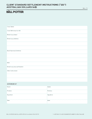 Fillable Online CLIENT STANDARD SETTLEMENT INSTRUCTIONS (SSI) Fax Email ...