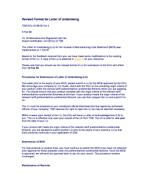Fillable Online Revised Format for Letter of Undertaking Fax Email ...