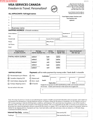 Fillable Online visaservicescanada VISA APPLICATION FEES FOR PAPUA NEW ...