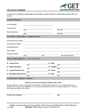Fillable Online get wa CHANGE OF ADDRESS - Washington State Fax Email ...