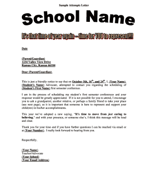 Fillable Online kckps Sample Attempts Letter - kckpsorg Fax Email Print ...