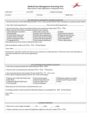 Fillable Online lasvegasema Medical Case Management Screening Tool ...