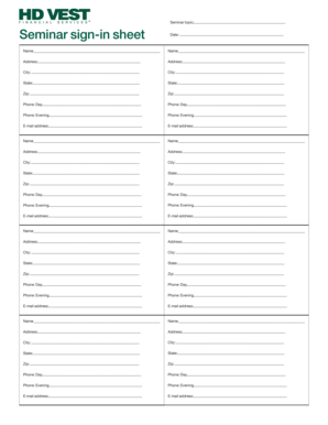 Fillable Online Seminar sign-in sheet Date Name - HD Vest Financial ...