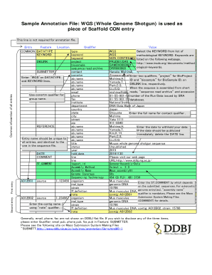 Fillable Online ddbj nig ac Sample Annotation File WGS Whole Genome ...