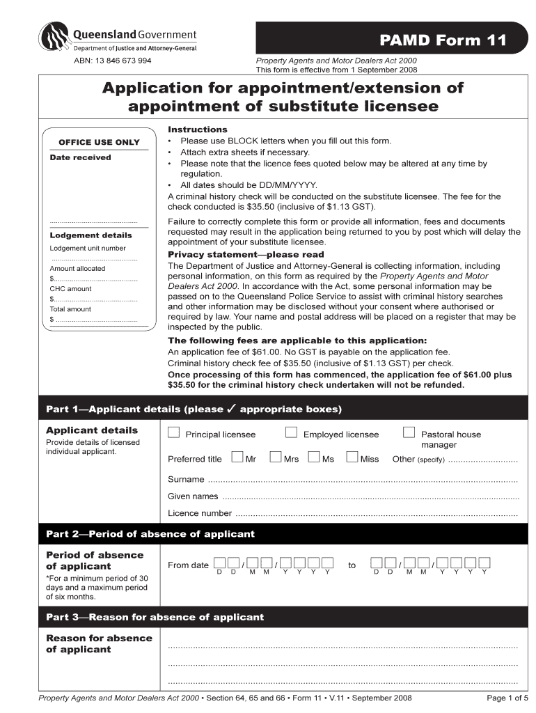 Fillable Online PAMD Form 11 Application form to appoint or extend ...