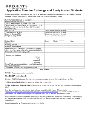 Fillable Online Application Form for Exchange and Study Abroad Students ...