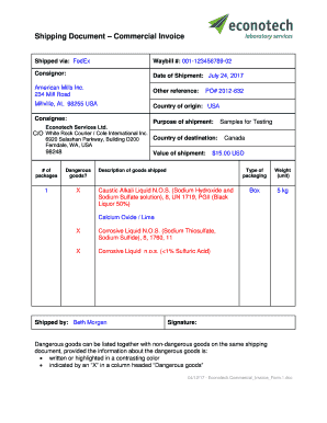 Fillable Online Shipped via: FedEx Fax Email Print - pdfFiller