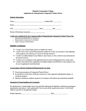 Fillable Online hcc Holyoke Community College Application for ...