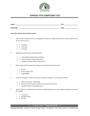 Fillable Online SURGICAL TECH COMPETENCY TEST - VQAgroup Fax Email ...