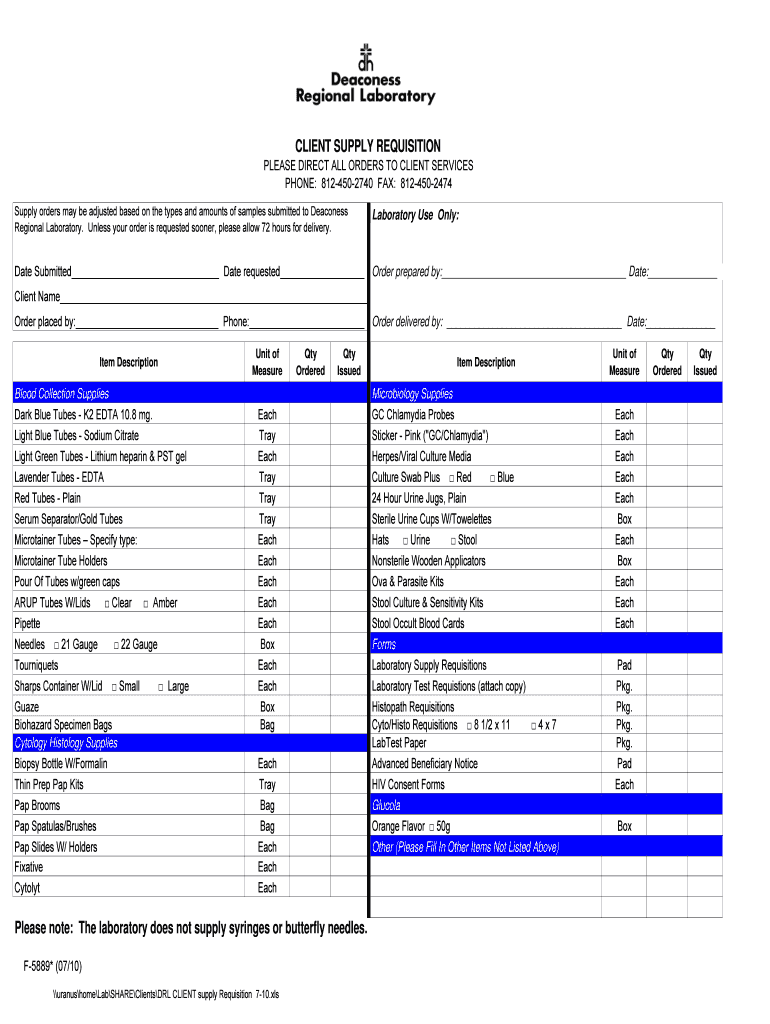Fillable Online DRL CLIENT supply Requisition 7-10xls Fax Email Print ...