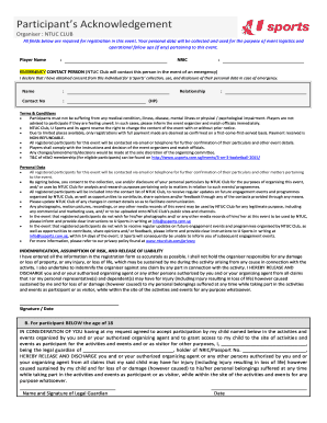 Fillable Online Participants Acknowledgement - U Sports Fax Email Print ...