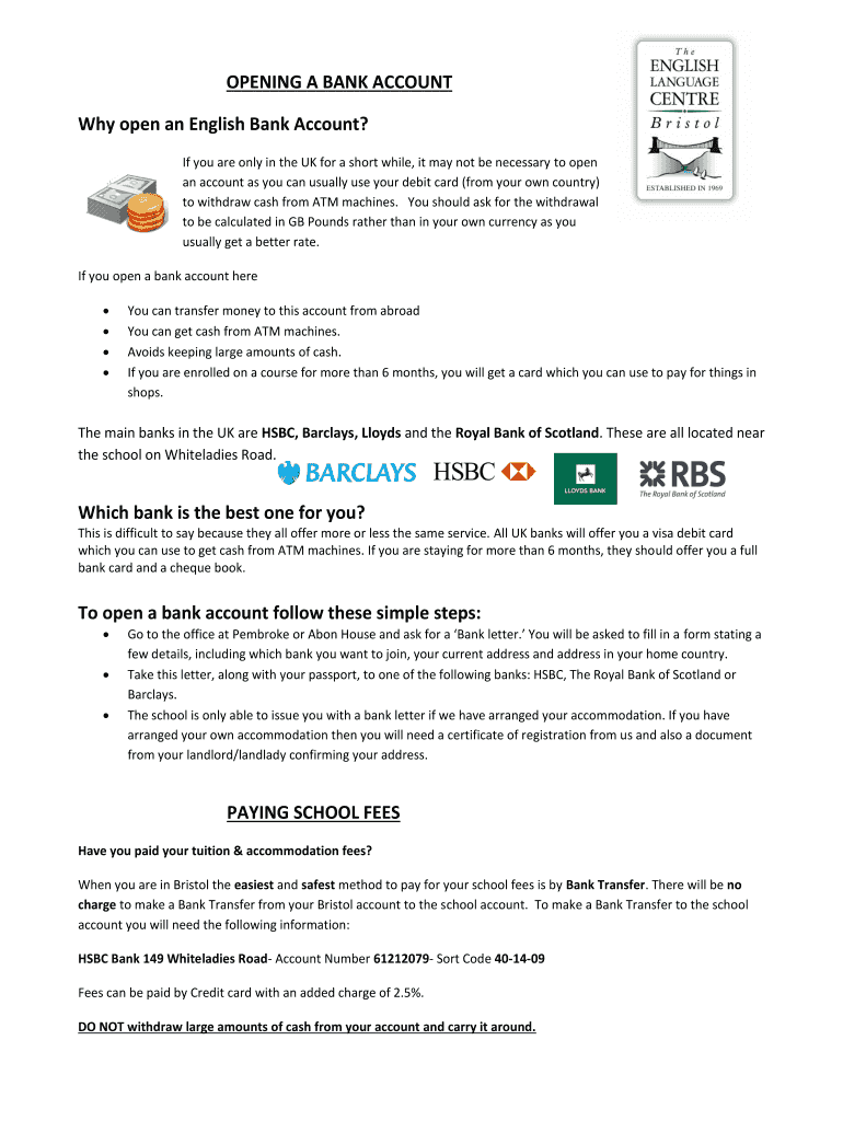 Fillable Online Why open an English Bank Account Fax Email Print ...