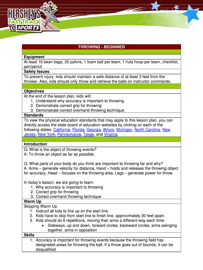 Fillable Online THROWING BEGINNER Fax Email Print - pdfFiller