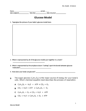 Fillable Online Glucose Model - Education Service Center Region 2 Fax ...