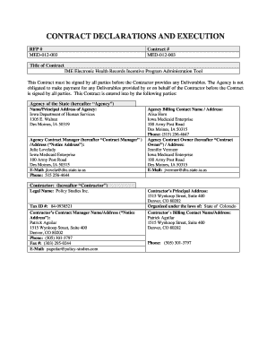 Fillable Online CONTRACT DECLARATIONS AND EXECUTION Fax Email Print ...