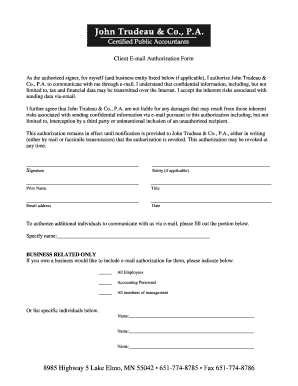 Fillable Online Client E-mail Authorization Form Fax Email Print ...