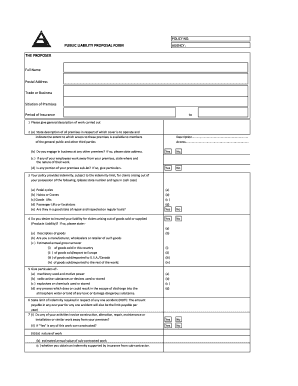 Fillable Online PUBLIC LIABILITY PROPOSAL FORM THE PROPOSER Fax Email Print - pdfFiller