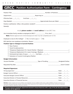 Fillable Online Position Authorization Form - Contingency Fax Email ...