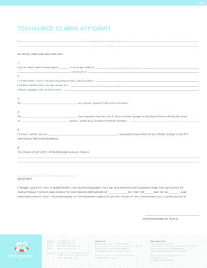 Fillable Online TECHSURED CLAIMS AFFIDAVIT Fax Email Print - pdfFiller