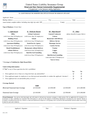 Fillable Online Hired and Non Owned Automobile Supplemental Fax Email ...