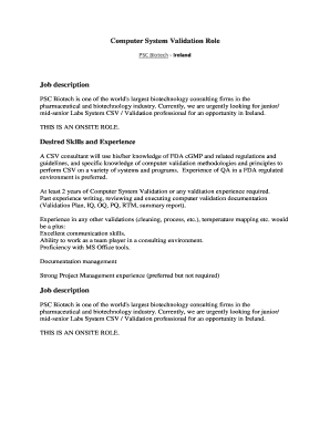 Fillable Online Computer System Validation Role Fax Email Print - pdfFiller