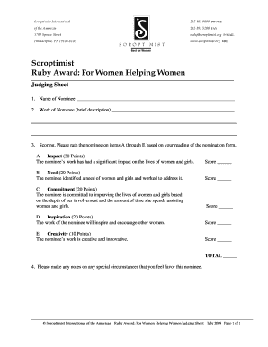 Fillable Online soroptimist Ruby Award For Women Helping Women ...