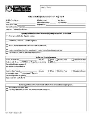 Fillable Online cdd unm Initial Evaluation CME Summary Form Page 1 of 2 ...