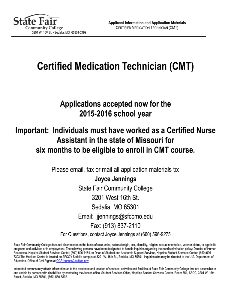 Fillable Online sfccmo Applicant Information and Application Materials ...