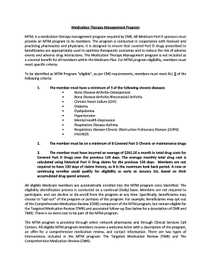Fillable Online MTM, is a medication therapy management program ...