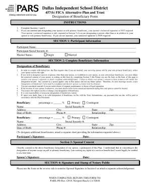 Fillable Online pars INSTRUCTIONS SECTION 1 Participant Information ...