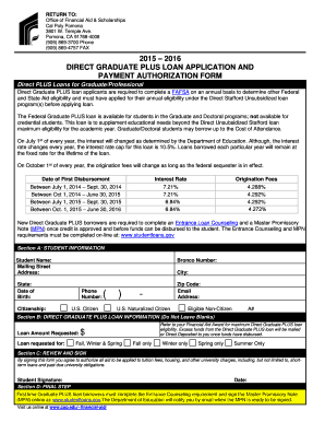 Fillable Online Direct Graduate Plus Loan bApplicationb amp Payment ...