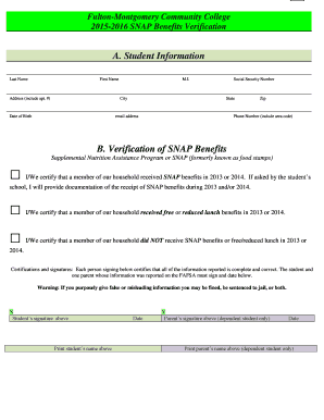 Fillable Online fmcc B Verification of SNAP Benefits - fmccedu Fax ...