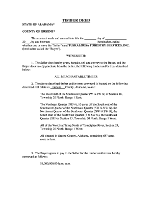 Fillable Online TIMBER DEED - J P King Fax Email Print - pdfFiller