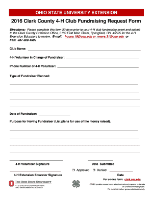 Fillable Online clark osu 4-H Club Fundraising Request Form - Ohio ...