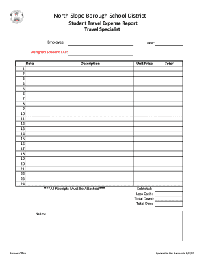 Fillable Online Student Travel Expense Report - nsbsdorg Fax Email ...