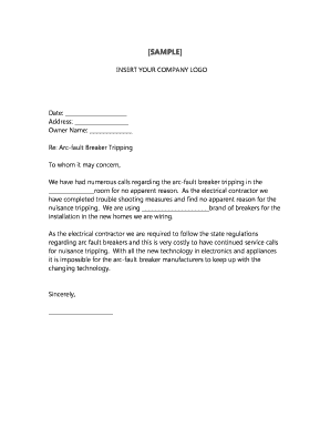 Fillable Online BuilderElectrician Sample Letter - Welcome to the ...