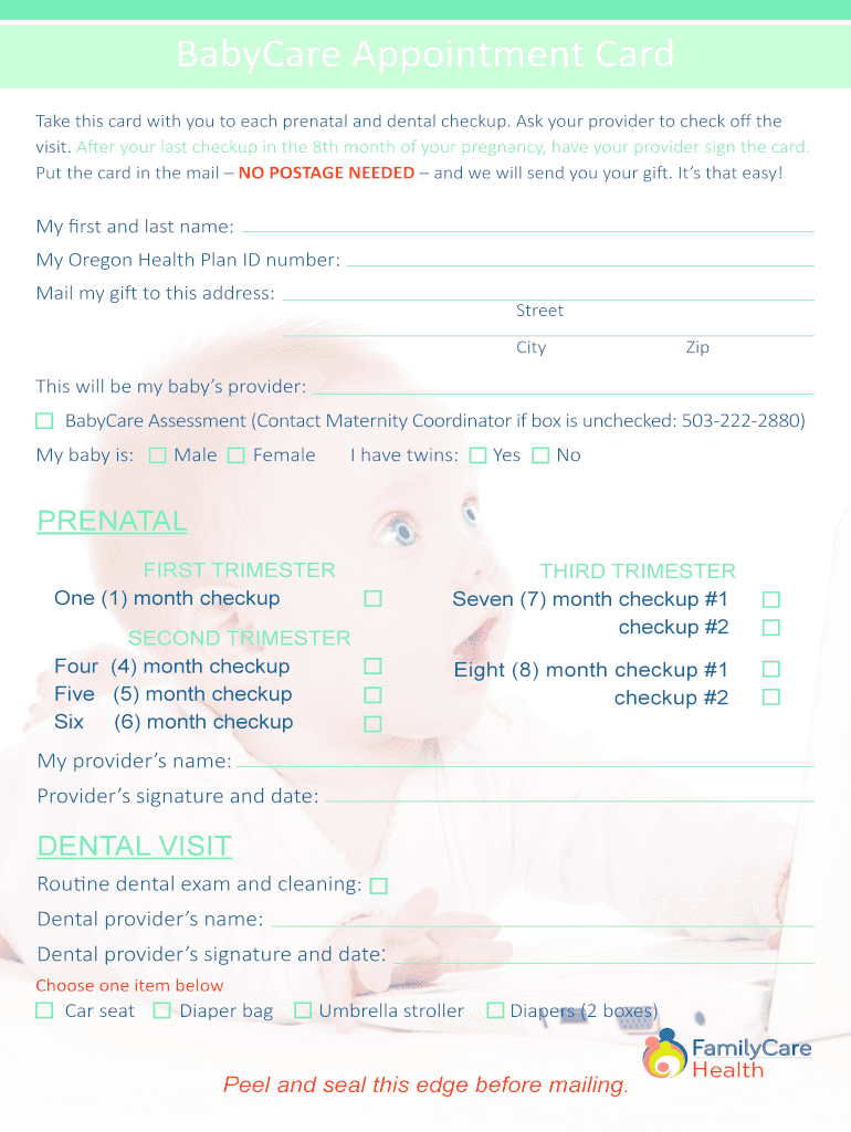 Fillable Online familycareinc BabyCare Appointment Card - FamilyCare ...