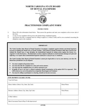 Fillable Online ncdentalboard NORTH CAROLINA STATE BOARD OF DENTAL ...