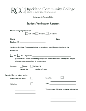 Fillable Online sunyrockland Student Verification Request - bsunyrocklandedub Fax Email Print ...