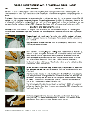 Fillable Online DOUBLE HAND WASHING WITH A FINGERNAIL BRUSH Fax Email ...
