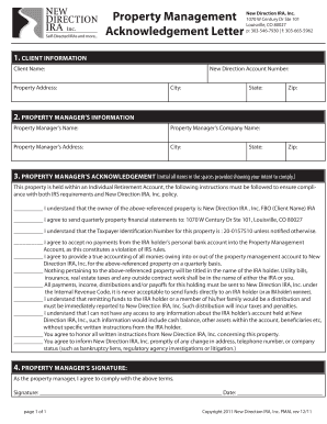 Fillable Online Property Management Acknowledgement Letterindd Fax ...