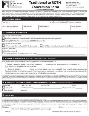 Fillable Online Traditional to ROTH New Direction IRA Inc Conversion ...