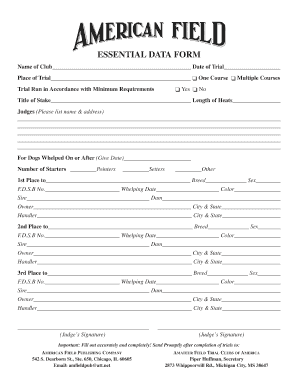 Fillable Online ESSENTIAL DATA FORM Fax Email Print - pdfFiller