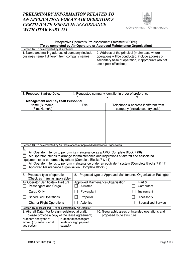 Fillable Online dca gov Preliminary Information for AOC Application Fax ...